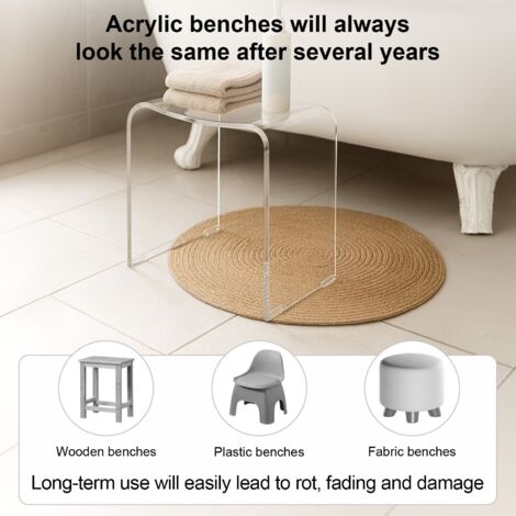 Acrylic Stool Seat 250lbs Clear Acrylic Shower Stool Waterproof ...