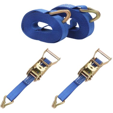 2x1500kg 5m Ratchet Tie Down with J-Hooks Load Securing Straps Lashing ...