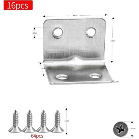 16PCS Equerre de Fixation en Acier Inox L, 38x30mm 90 Degrés Angle ...