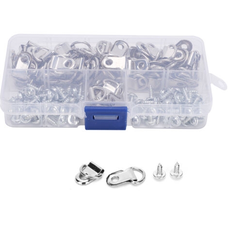 Kit de 80 anneaux en D pour tableaux, crochets simples en fer, vis de ...