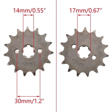 Moto 428-15T Front Sprocket 17mm for 50cc 70cc 90cc 110cc 125cc Dirt Pit Bike Mini Bike ATV 4 ...