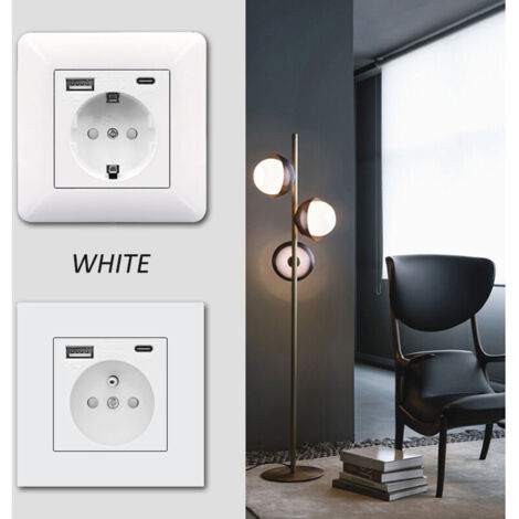 Prise murale USB Type C. port de charge. alimentation électrique ...