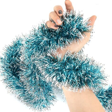 Christmas Tinsel Garlands, Light Blue, Set of 5 Christmas Garlands ...