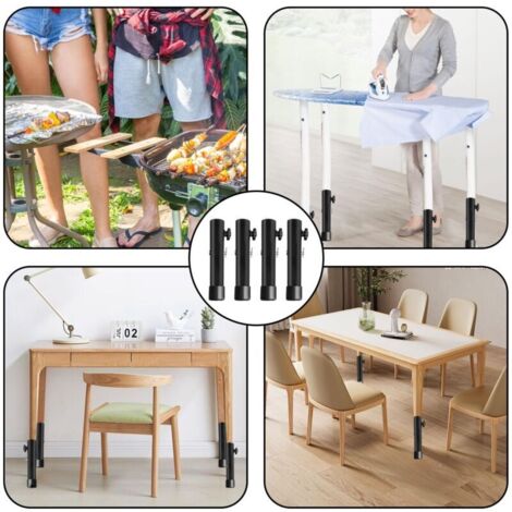 Set of 4 Adjustable Metal Table Legs, Lifting Feet for Folded/Straight ...