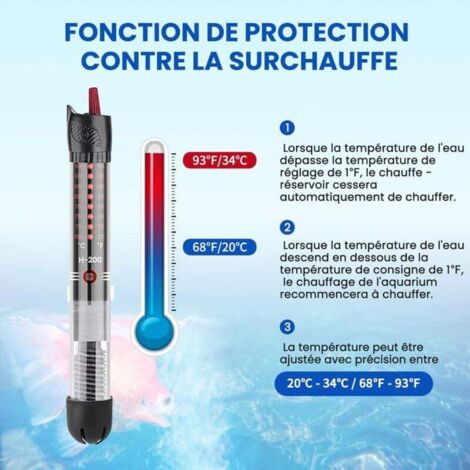 Aquarium Heater 50 W, Submersible Glass Heater Adjustable Temperature ...