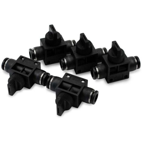 5pcs 10mm Tubes OD Ball Valve Air Flow Control Straight Pneumatic Union ...