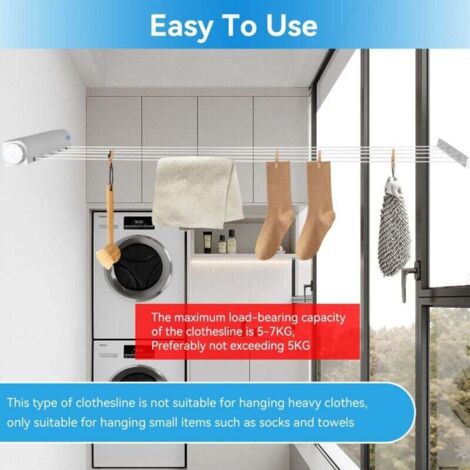 Retractable laundry line, extendable wall-mounted clothes dryer ...