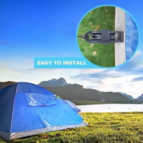 32 Pièces Attache Bache Piscine Set, 24 Pince pour Bache et 8 Mousqueton, Fixation Bache pour ...