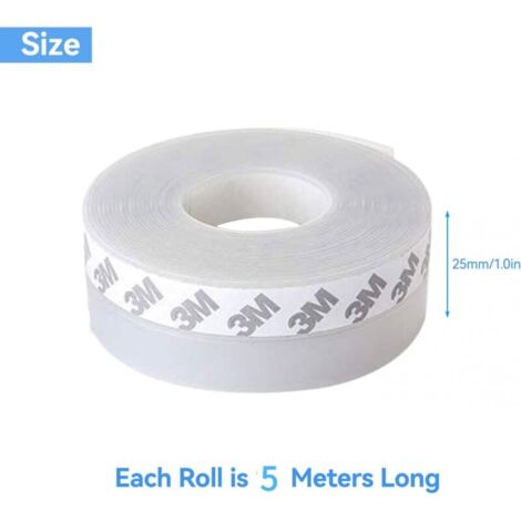 Bande d'Étanchéité 5m x 25mm - Silicone Transparent, Résistant aux ...