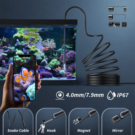 Endoscope HD 1920P - 8 LED réglables - Caméra semi-rigide - Compatible ...