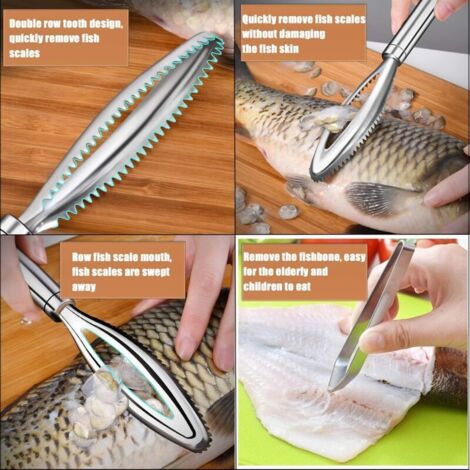 Ecailleur à Poisson Professionnel en Inox 304, Grattoir en Acier ...