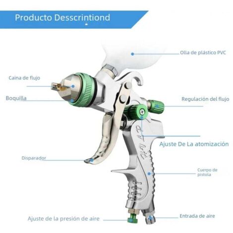 Pistolet à peinture professionnel HVLP 0,8/1,0/1,4/1,7/2,0 mm Buse d ...