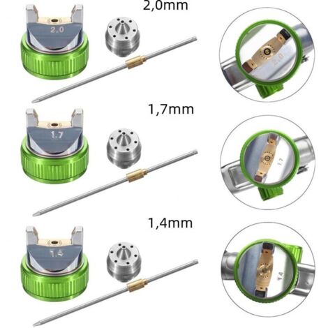 Pistolet à peinture professionnel HVLP 0,8/1,0/1,4/1,7/2,0 mm Buse d ...