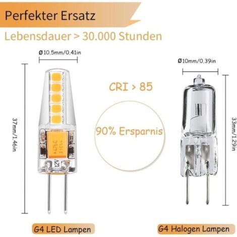 Lot de 5 ampoules LED G4 Blanc naturel 2700K AC / DC 12V 3W 200LM ...