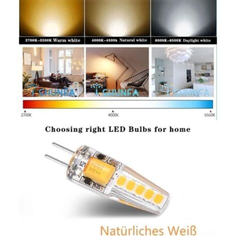 Lot de 5 ampoules LED G4 Blanc naturel 2700K AC / DC 12V 3W 200LM ...