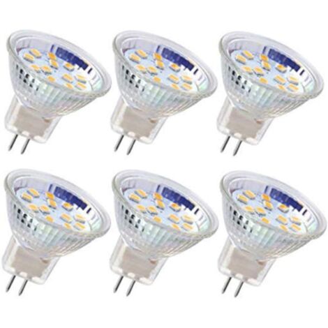 6 bombillas LED MR11 GU4 de 3 W, 18 LED, halógenas (equivalente a 20 W), no regulables, 12 V CA ...