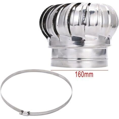 Chapeau de cheminee rotatif royaluxe en acier inoxydable de 160 mm ...