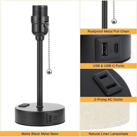 Lampe de Chevet avec USB C pour Finir le Désordre des Câbles et Prises ...