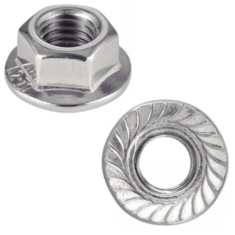 Tuerca de acero inoxidable con brida dentada M4 Tuercas de brida con ...