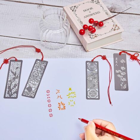 8 marque-pages creux en métal avec motif nœud rouge, ensemble de marque ...