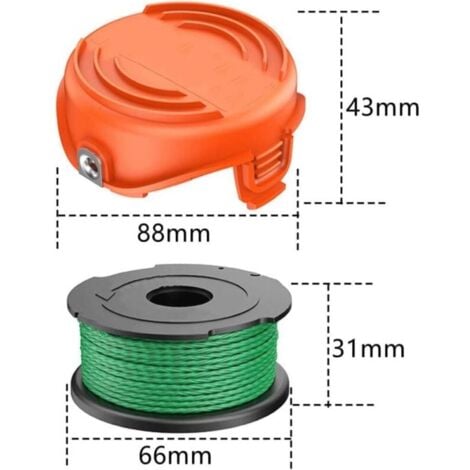 Carrete de hilo para desbrozadora inalámbrica Black & Decker GH3000, LST540, LST540B, GH3000R, 2 ...