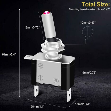 3 Stück 20 A 12 V-24 VDC Kippschalter mit LED-Licht (Rot, Grün, Blau ...