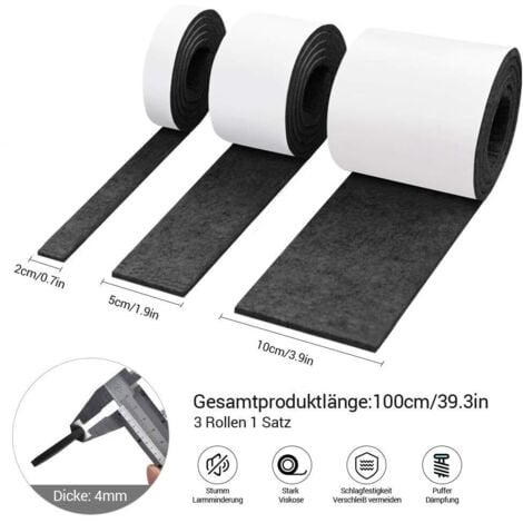 Feltrini autoadesivi, 3 rotoli di feltrini in feltro nero - 100 cm 10 ...