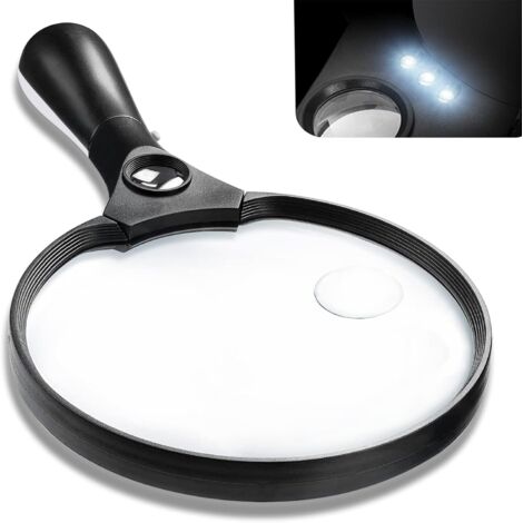 Lntyq Lupa iluminada de 5,5 pulgadas con zoom de 2x, 4x y 25x, con 3 ...