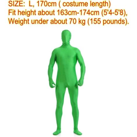Lntyq Disfraz verde de 170 cm de alto con cabeza, disfraz elástico de ...