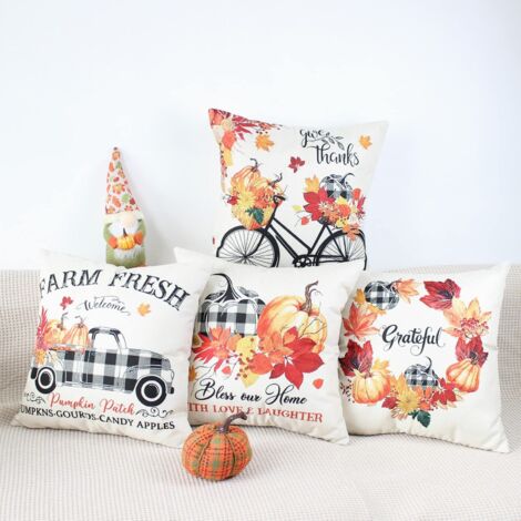 Housses de Coussin 45x45, Design Automne Jaune et Orange, Lot de 4 ...