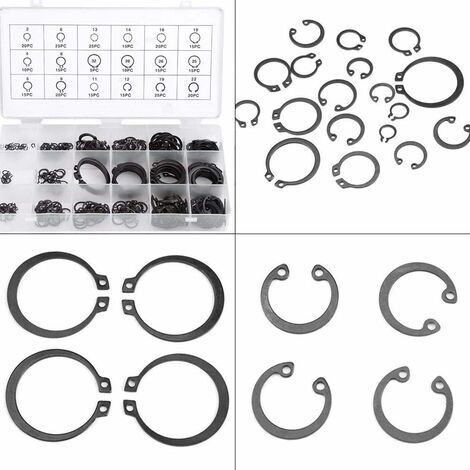 Lot de 300 circlips E-clips, assortiment d'anneaux de retenue externes ...