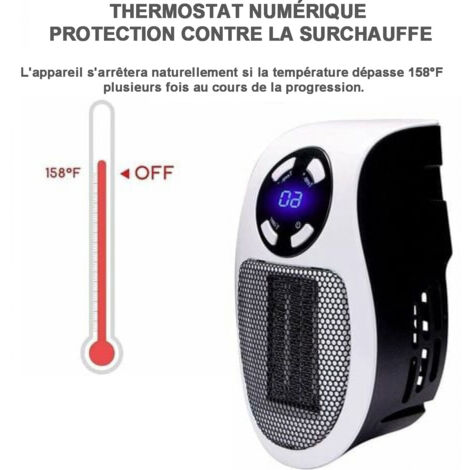 Plug Heater - Mini radiateur électrique céramique 500W, Léger et ...