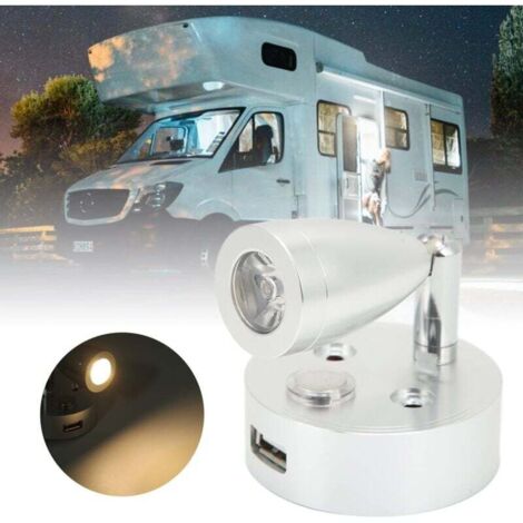 10V-30V RV Liseuse, Spot LED Lampe de Chevet 3000K Blanc Chaud Lampe de ...