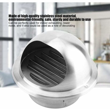 100 mm Sortie d’air Murale Ronde en Inox avec Grille Anti Insectes