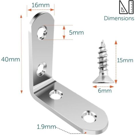 Équerre de Fixation en Métal equerre Inox,Lot de 20 Équerres de ...