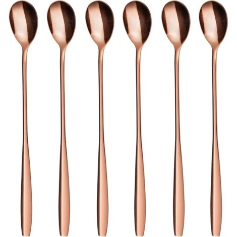 6 cuillères longues en acier inox, 19,3 cm, pour latte ou cocktail