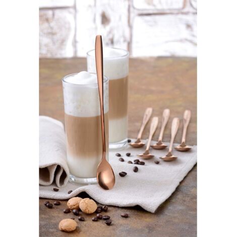 6 cuillères longues en acier inox, 19,3 cm, pour latte ou cocktail