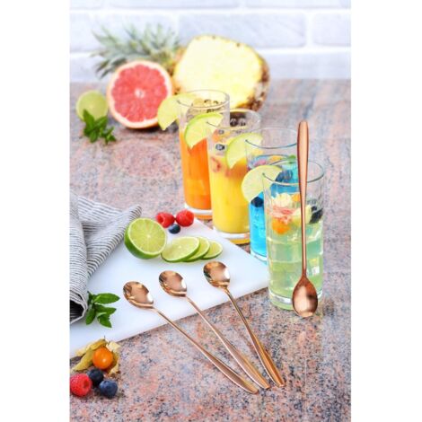 6 cuillères longues en acier inox, 19,3 cm, pour latte ou cocktail