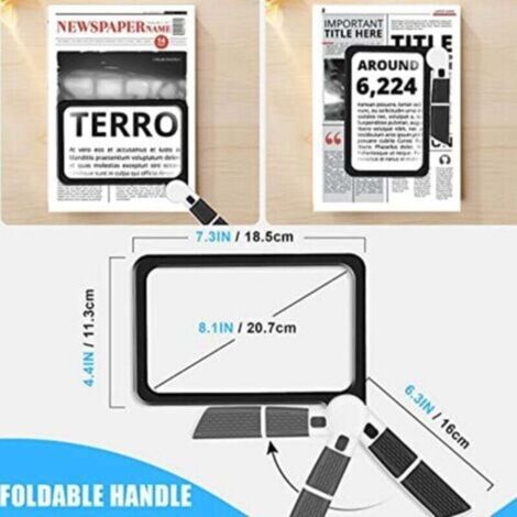 Loupe Pleine Page 5X pour la Lecture, Loupe éClairéE Pliante avec 48 ...