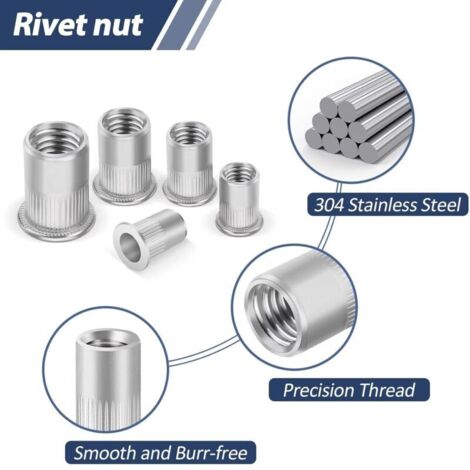 10 Pièces Insert M10, Écrous à Sertir Rivet Fileté, Écrou de Rivet ...