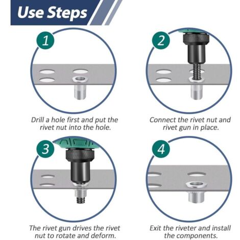 10 Pièces Insert M10, Écrous à Sertir Rivet Fileté, Écrou de Rivet ...