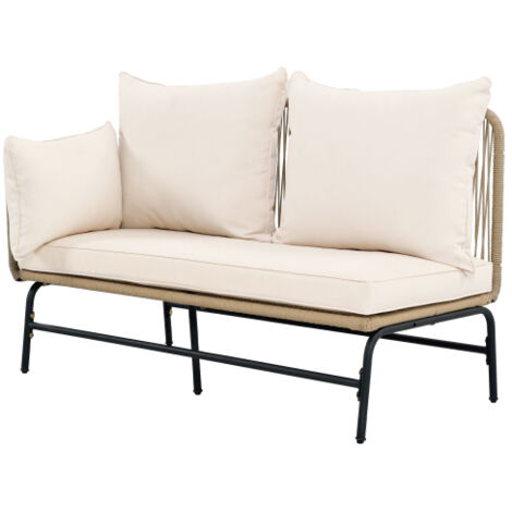 Salon de jardin en L beige avec table basse chic terrasse 5 places ...