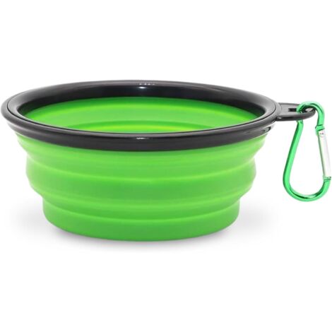 1 ciotola da viaggio pieghevole verde per cani con diametro di 17,5 cm ...