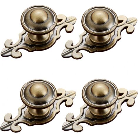 Set di 4 pomelli rotondi in ottone anticato con piastra posteriore ...