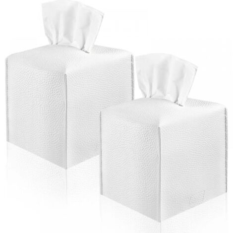 Set di due moderne scatole di fazzoletti quadrate in pelle PU per bagno ...