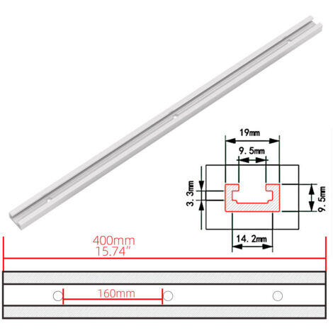 Riel en T de 400 mm con ranura en T, riel de inglete de aluminio para ...