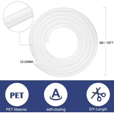 Manguito organizador de cables ajustable, trenzado de PET de 3 m ...