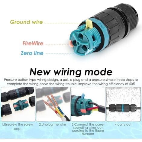 Conector eléctrico impermeable IP68 - Caja de conexiones impermeable para exteriores con ...