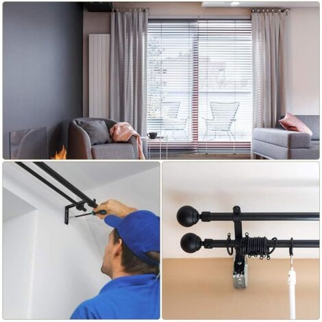 Soporte doble para barra de cortina, de hierro, para barras de 18 mm y ...