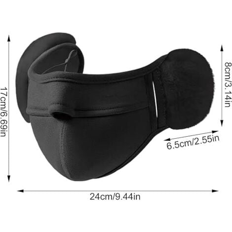 Máscara facial de media cara, máscara facial de invierno cálida con orejeras, máscara de ...